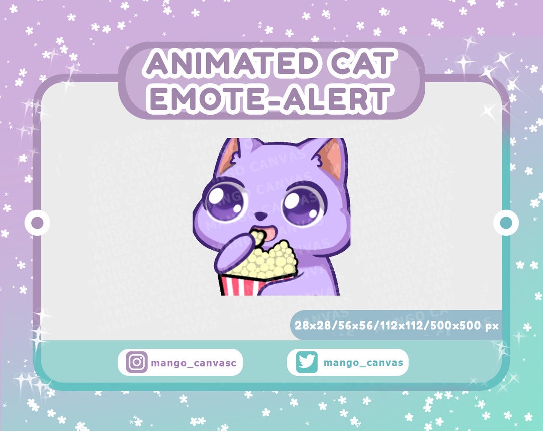 Animated Purple Cat Emote Alert /popcorn Emote-alert - Etsy