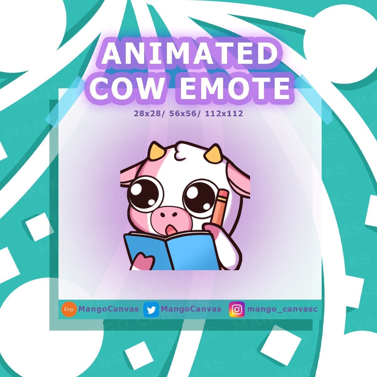 Animated Pink Cow Emote-noted Emote - Etsy