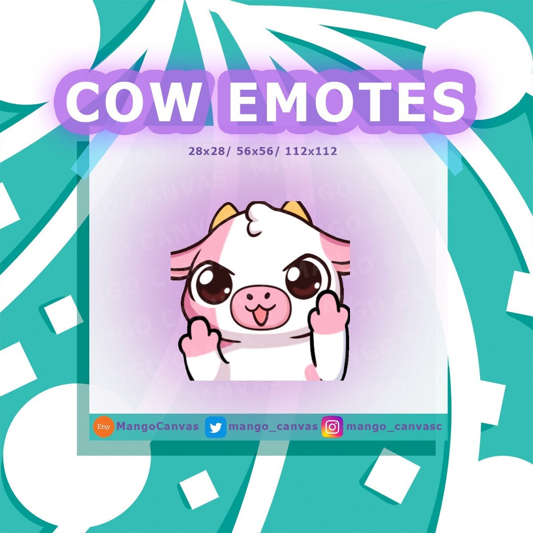 Animated Pink Cow Emote-middle Finger Emote - Etsy