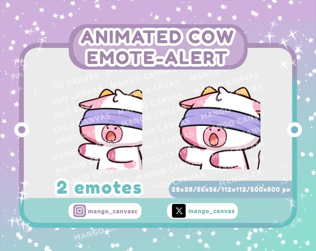 Animated Pink Cow Emote-alert / Blind Emote-alert - Etsy