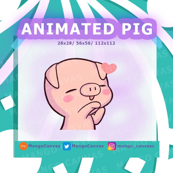 Animated Pig Emote-cute Kawaii Piggy Piglet Oink Farm - Etsy