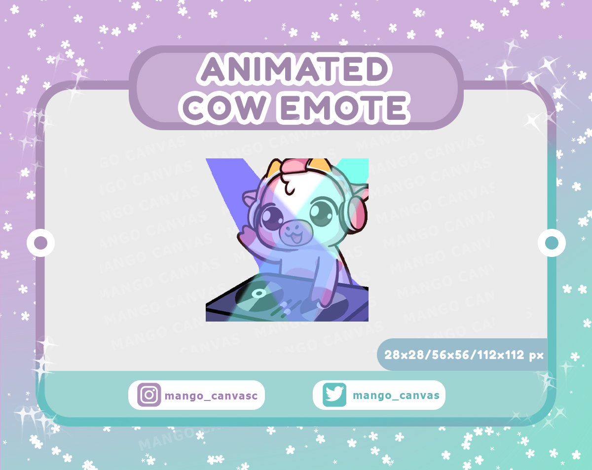 Animated Pink Cow Emote-dj Emote - Etsy