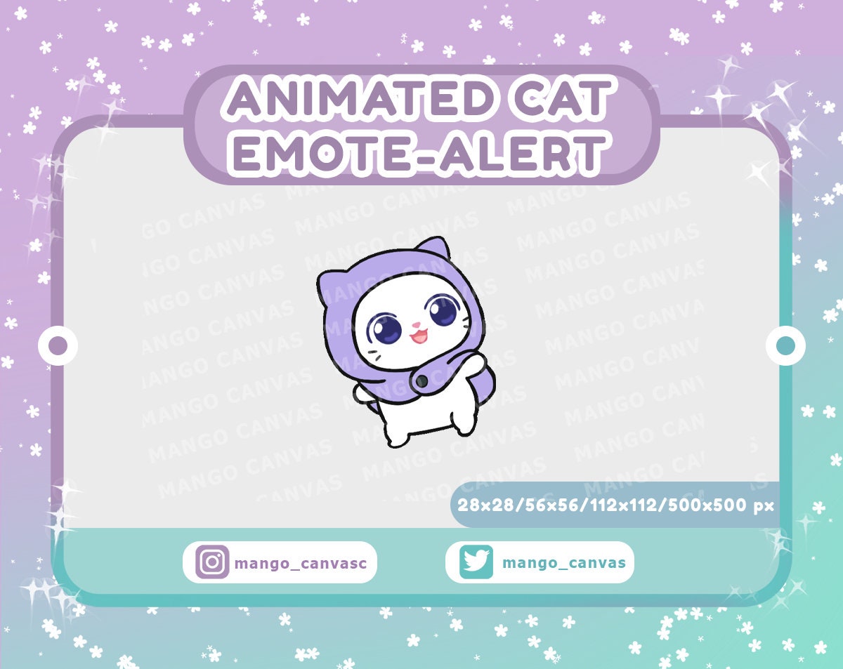 Animated White Cat Alert-emote - Etsy