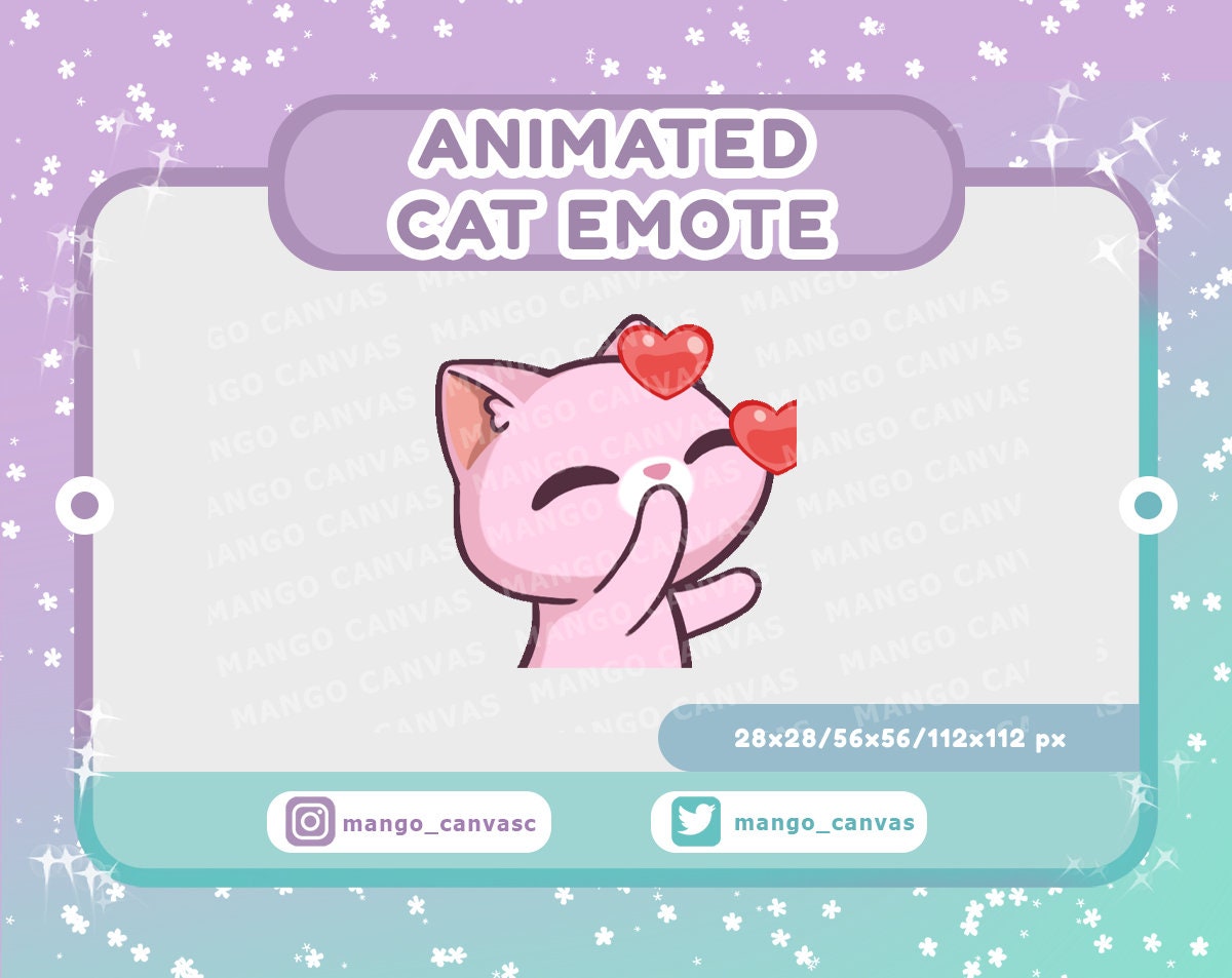 Animated Pink Cat Emote-kiss Emote - Etsy