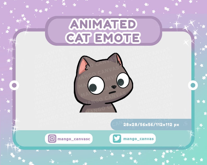 Emote de gato gris animado: Emote incómodo - Etsy México