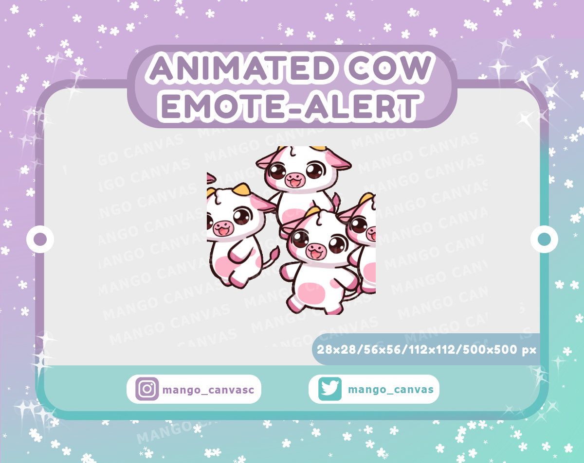 Animated Pink Cow Emote Alert /raid Emote-alert - Etsy