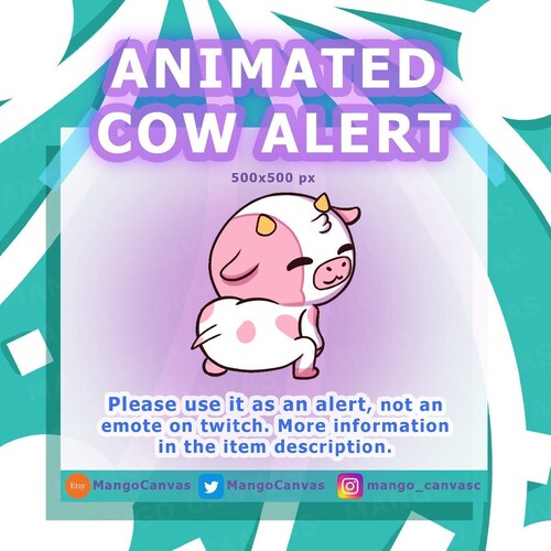 Animated Pink Cow lick Emote-alert - Etsy