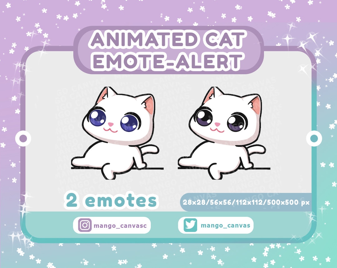 Animated White Cat Emote Alert /sit Emote-alert - Etsy