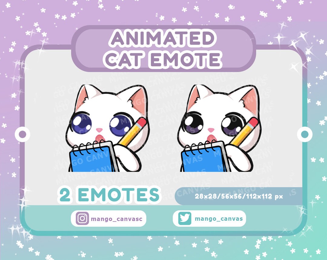Animated White Cat Emote-noted Emote - Etsy