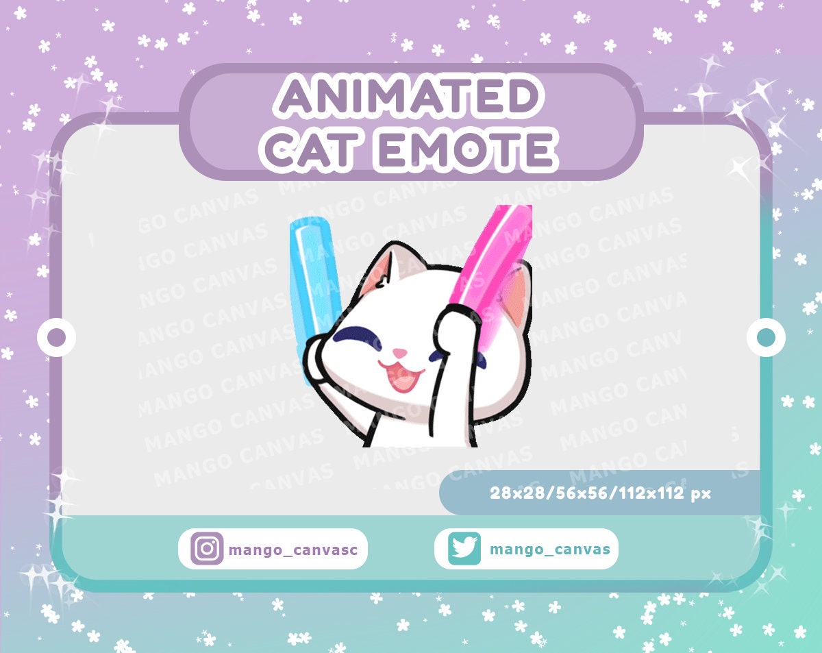 Animated White Cat Emote-lightstick Emote - Etsy