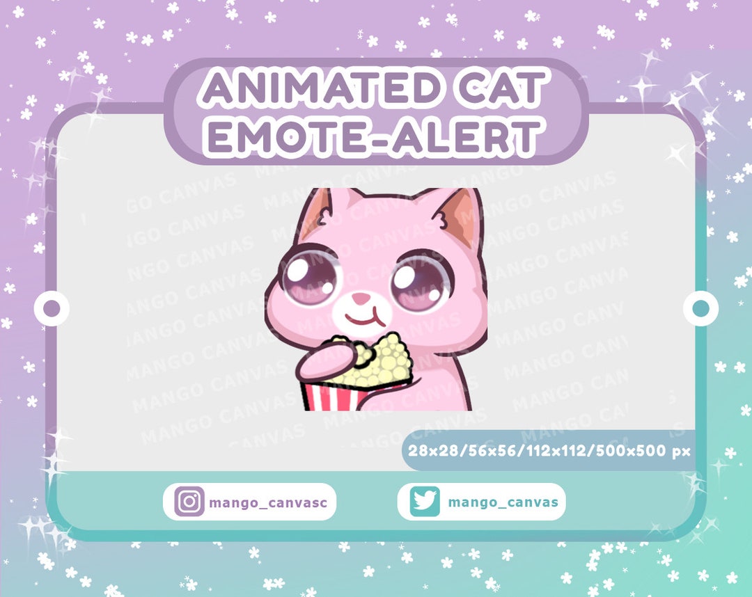 Animated Pink Cat Emote Alert /popcorn Emote-alert - Etsy