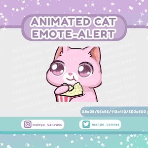 Animated Pink Cat Emote Alert /popcorn Emote-alert - Etsy