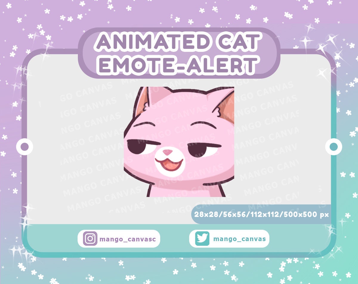 Animated Pink Cat Emote-smirk Emote - Etsy