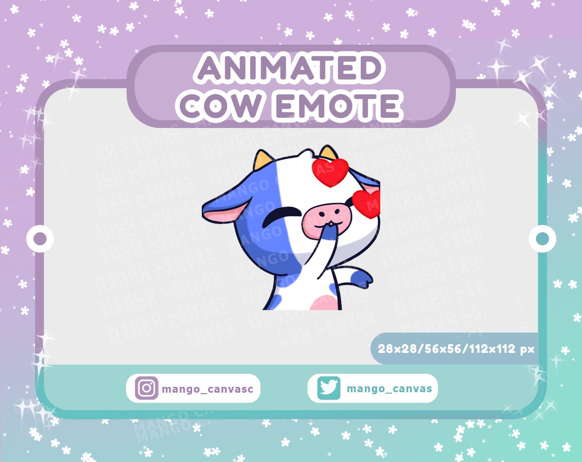 Animated Blue Cow Emote-kiss Cow - Etsy