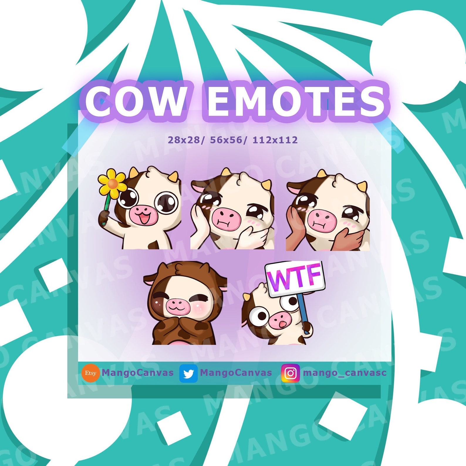 Twitch Emotes-brown Cow Emotes - Etsy