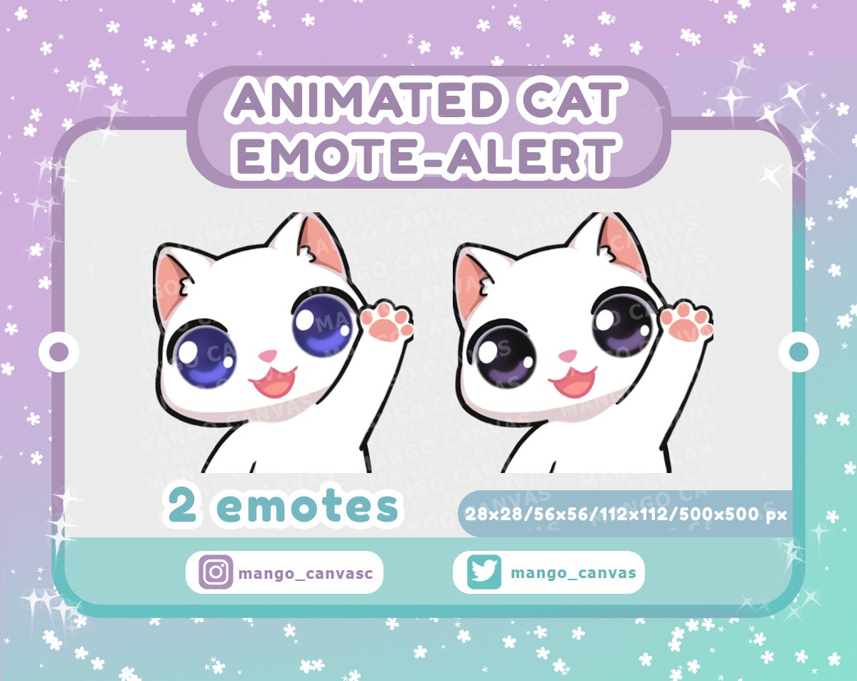 Animated White Cat Emote Alert /hi Emote-alert - Etsy