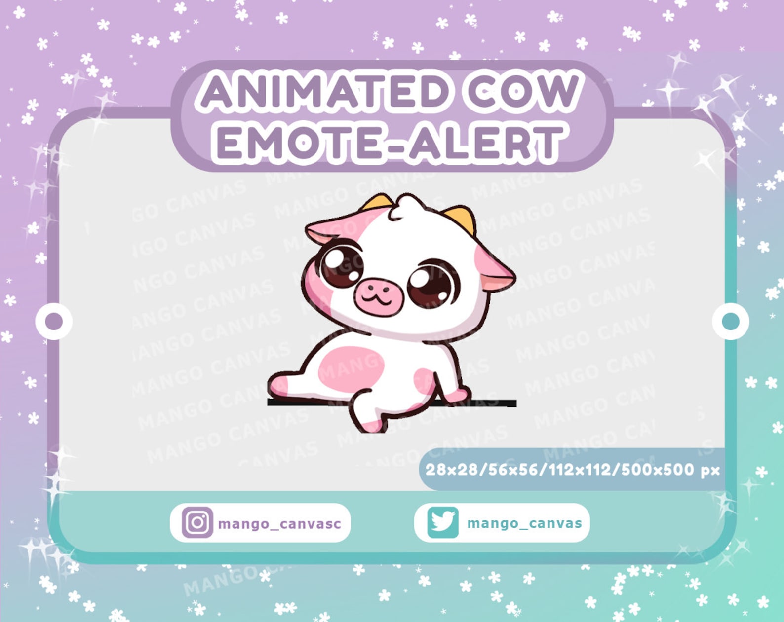 Animated Pink Cow Emote Alert /sit Emote-alert - Etsy