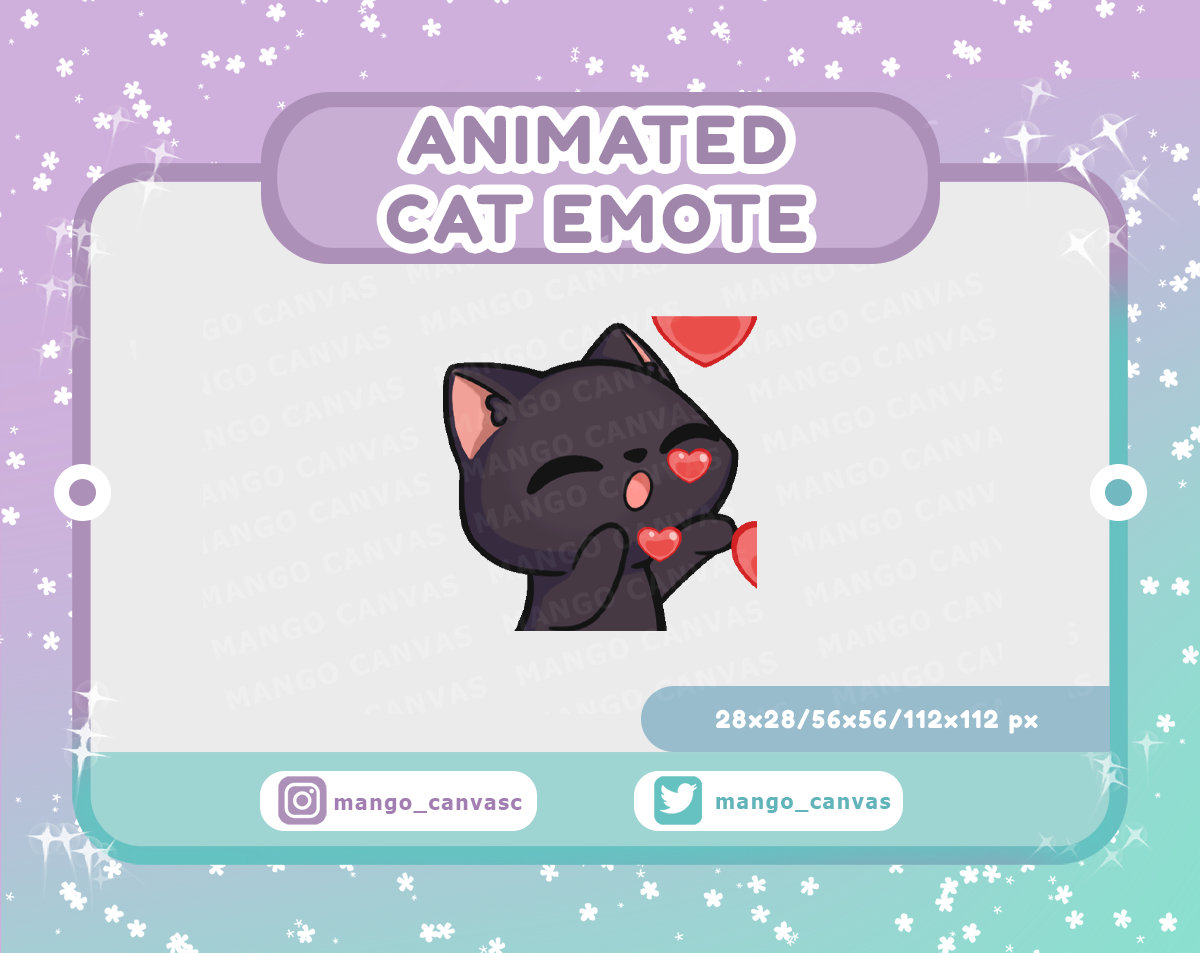 Emote de gato preto animado emote de beijo - Etsy Portugal