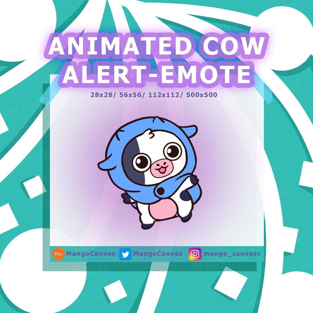 Animated Cow Alert-emote/chibi Cow - Etsy