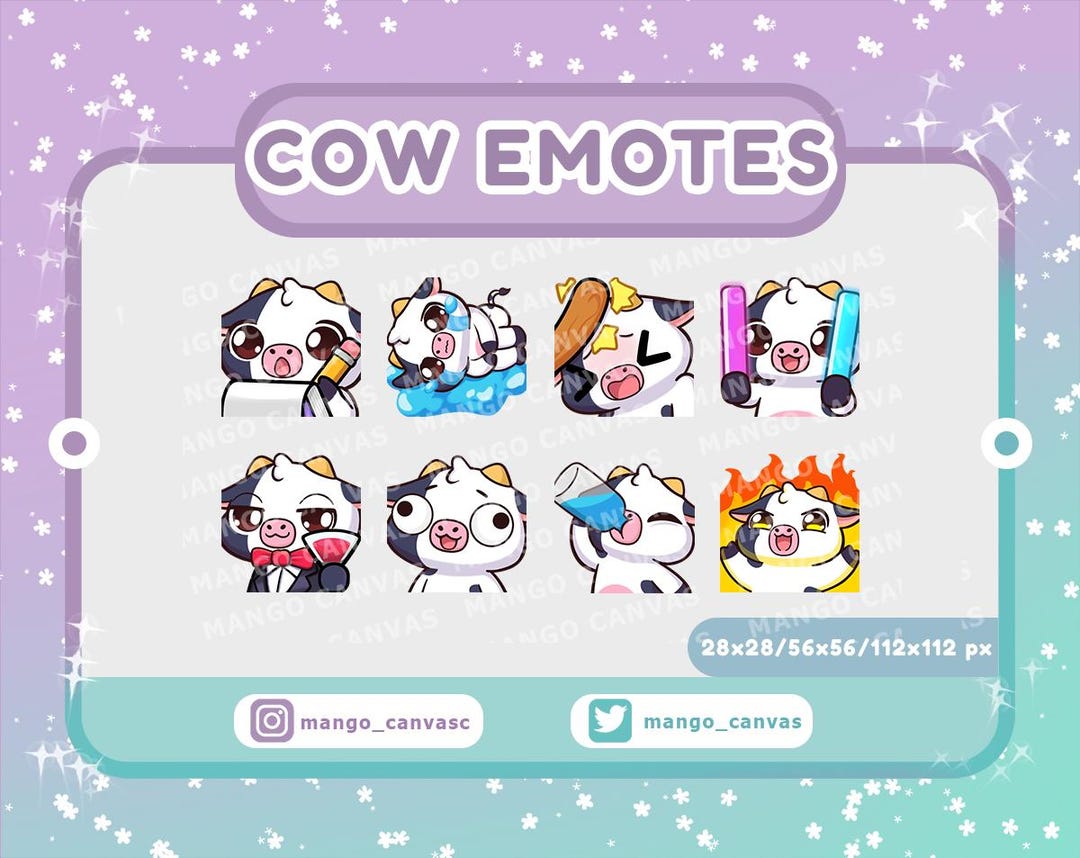 Cow Emotes-emotes Set 12 - Etsy