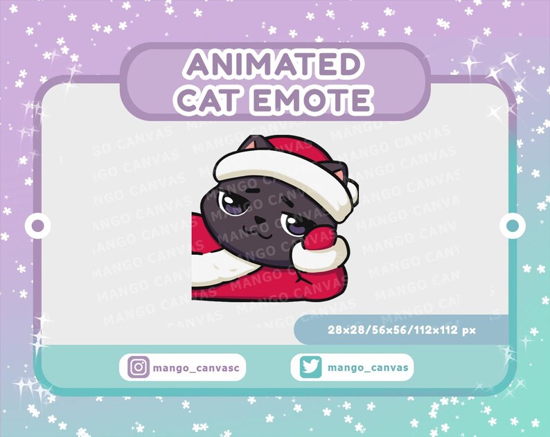 Animated Black Cat Emote / Christmas Smirk Emote - Etsy