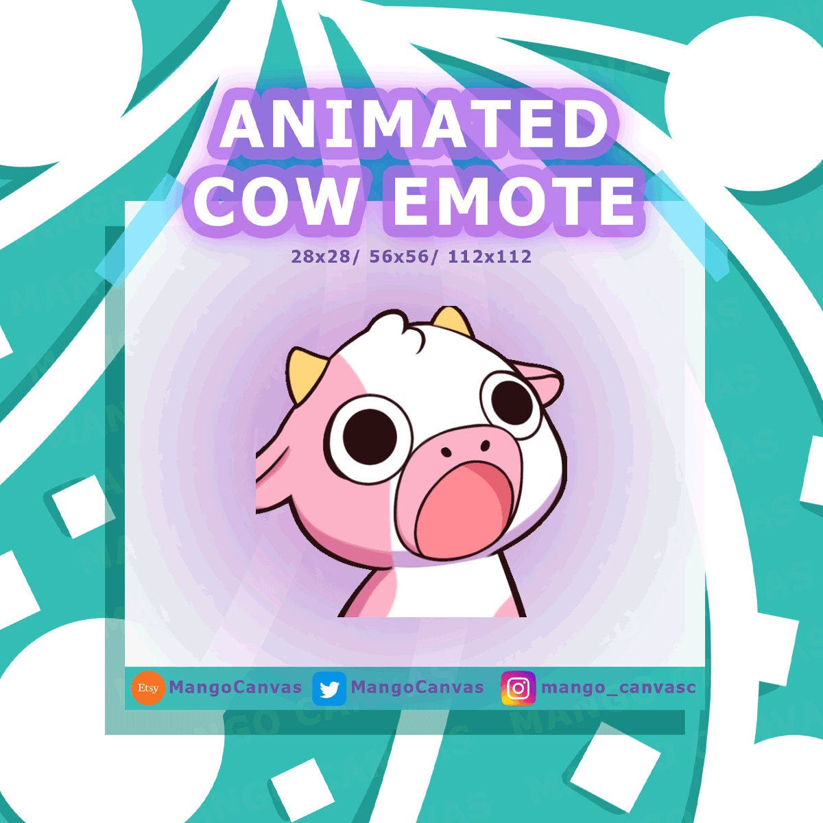 Animated Pink Cow Emote-pop Cow - Etsy