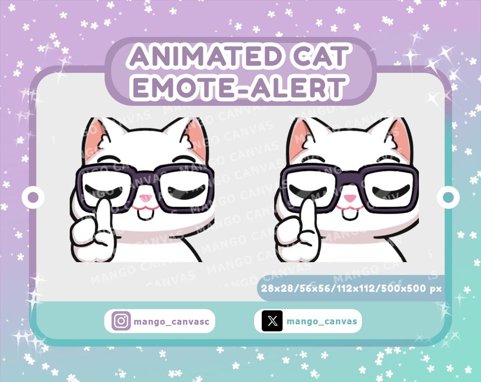 Animated White Cat Emote-alert/actually Emote-alert - Etsy