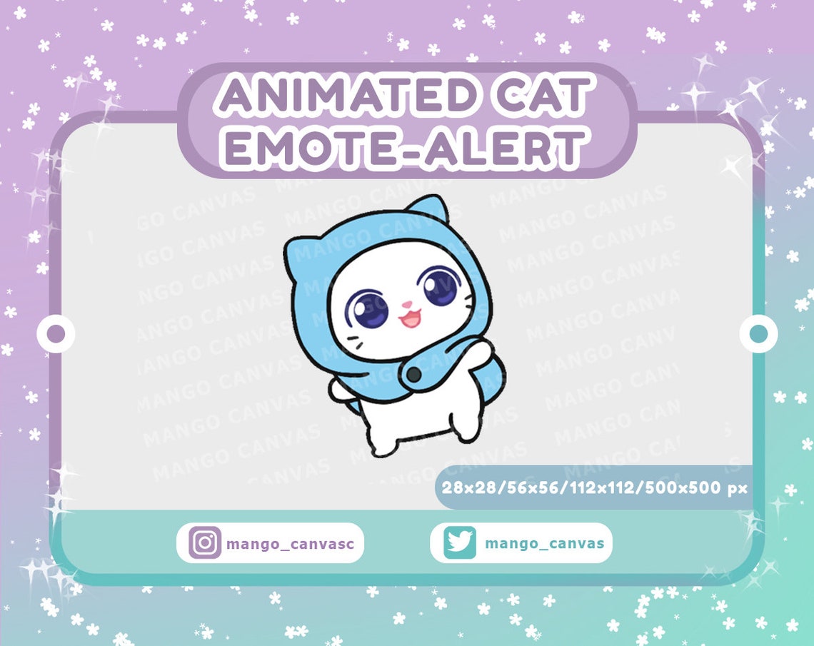 Animated White Cat Alert-emote - Etsy