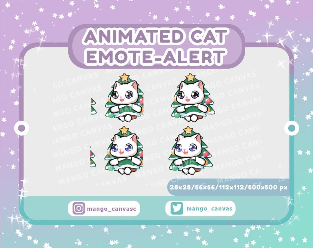 Animated White Cat Emote-alert / Christmas Tree Emote-alert - Etsy