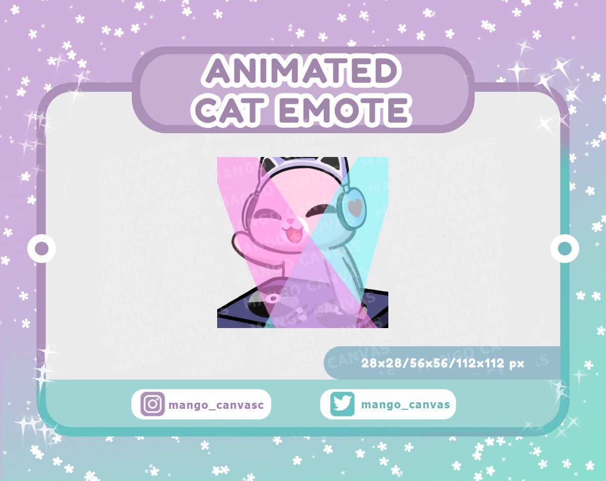 Animated Pink Cat Emote-dj Emote - Etsy