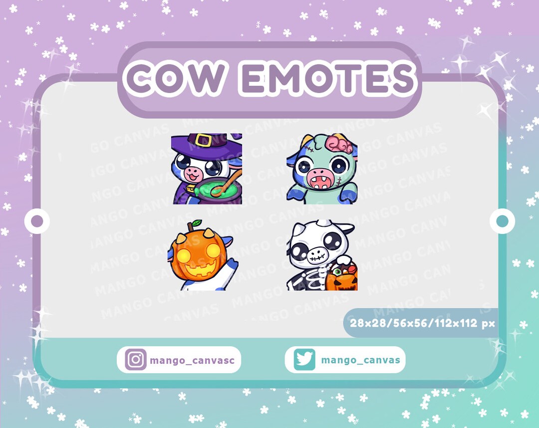 Twitch Emotes-blue Cow Halloween Emotes - Etsy