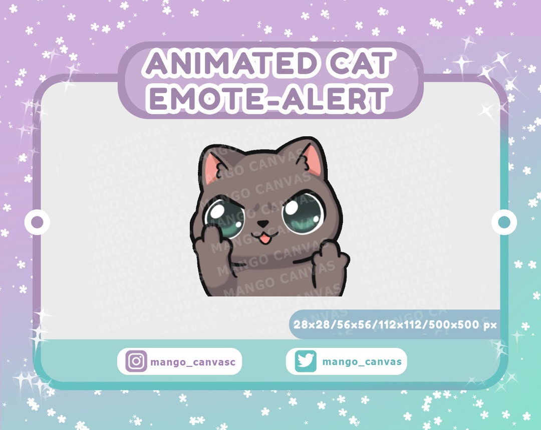 Animated Gray Cat Emote-alert/middle Finger Emote-alert - Etsy