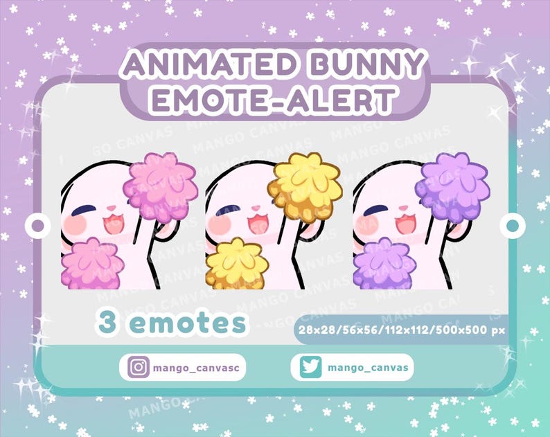Animated Bunny Emote-alert/ Pompom Emote-alert - Etsy