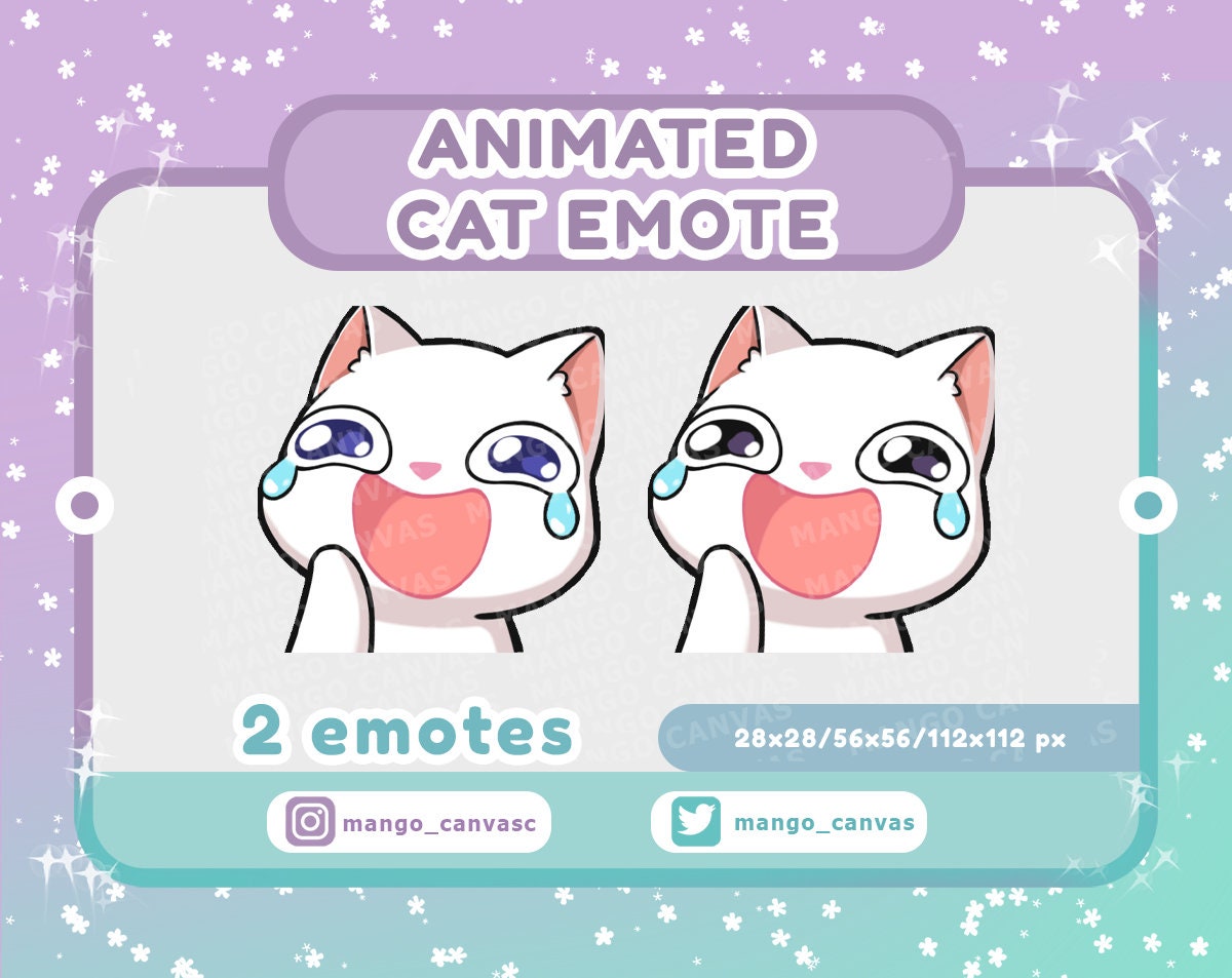 Animated White Cat Emote-laugh Emote - Etsy