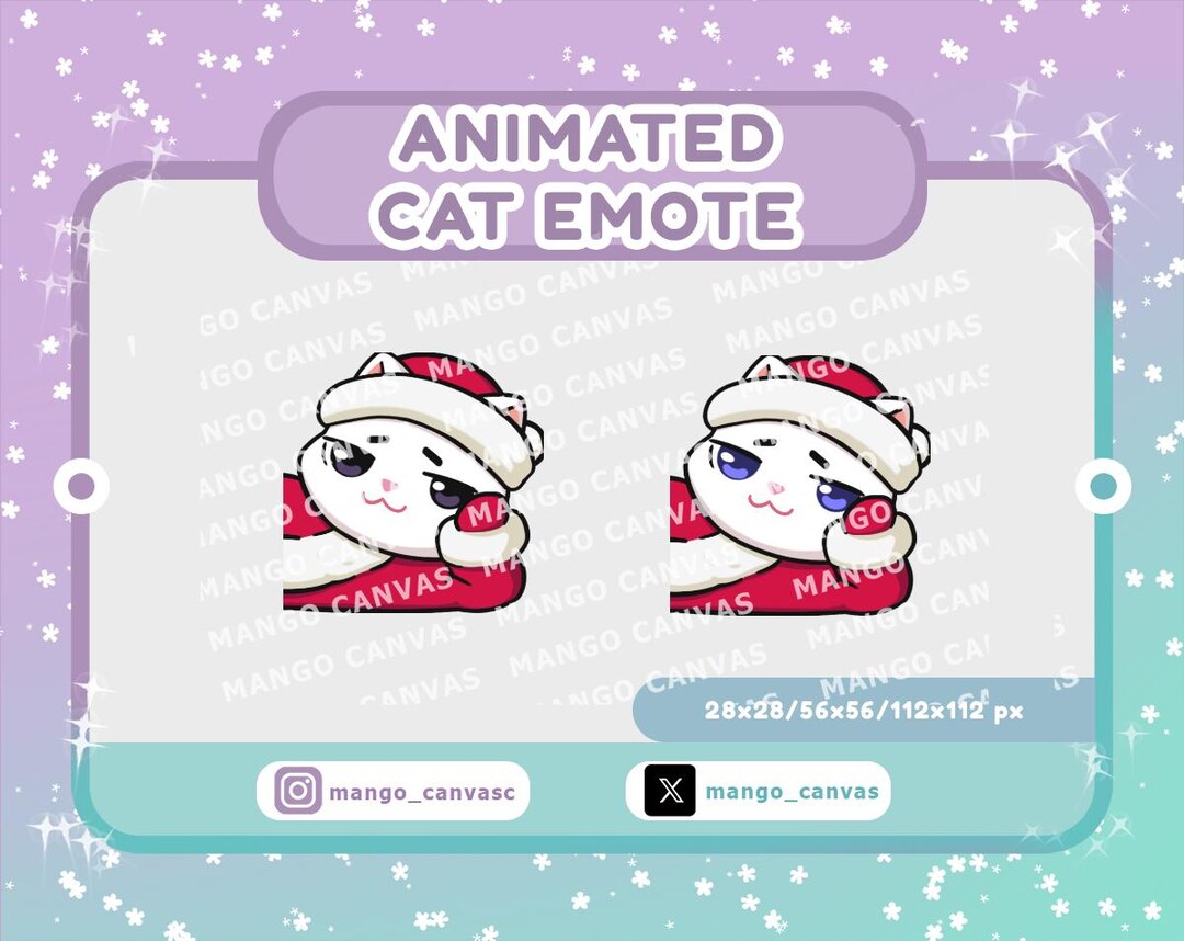 Animated White Cat Emote / Christmas Smirk Emote - Etsy