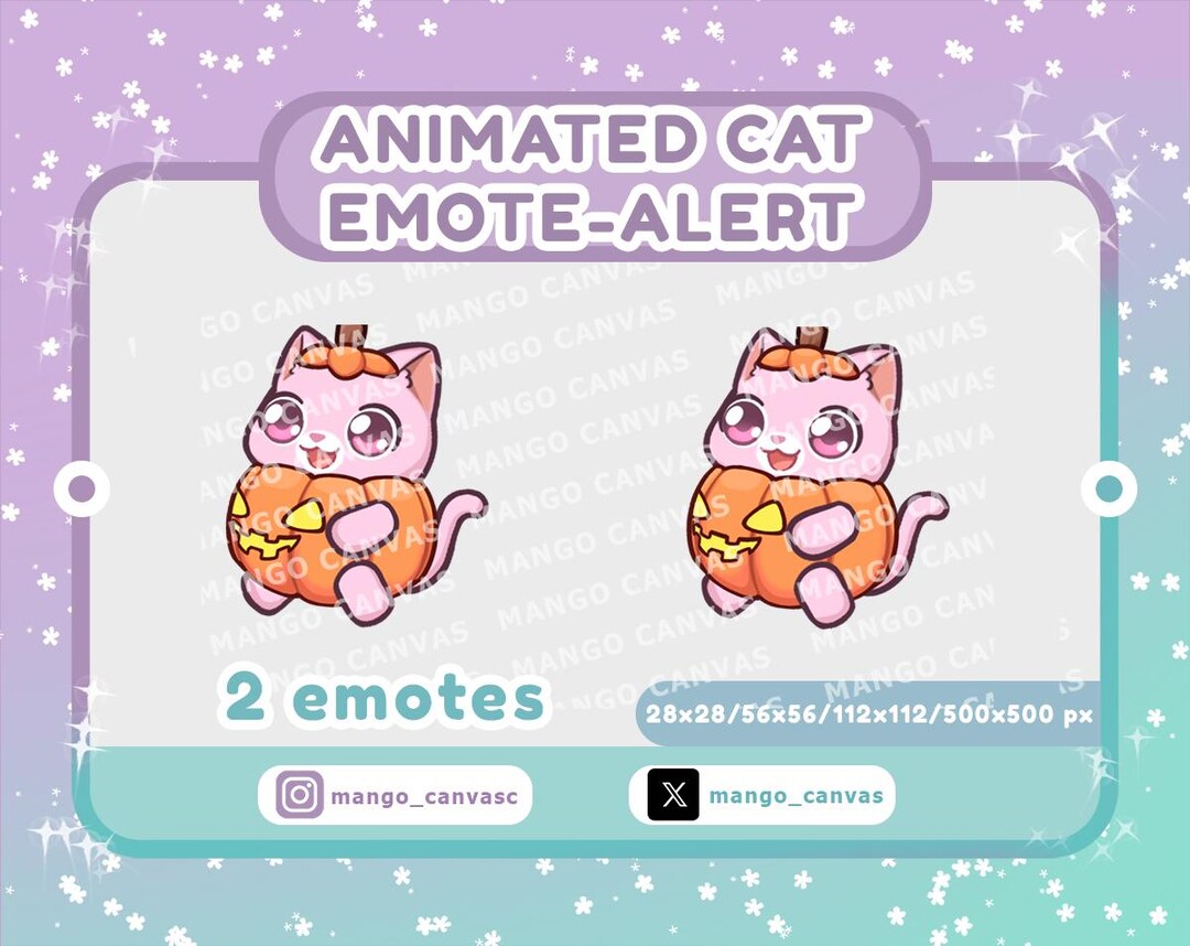 Animated Pink Cat Emote Alert /halloween Emote-alert/pumpkin Emote ...