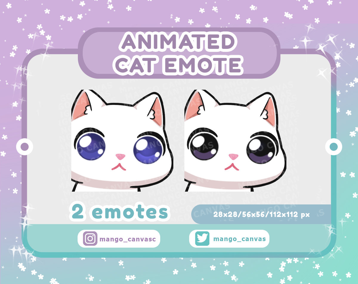 Animated White Cat Emote-plink Emote - Etsy