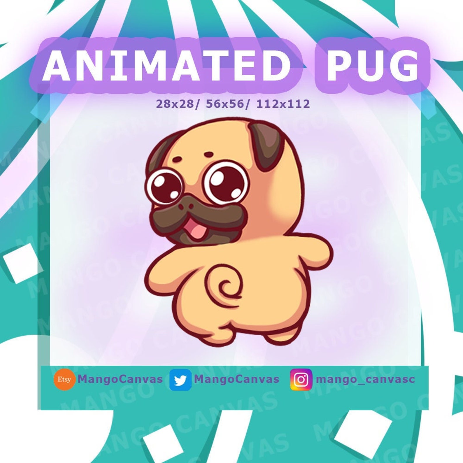 Animated Pug Emote-wagging Pug - Etsy