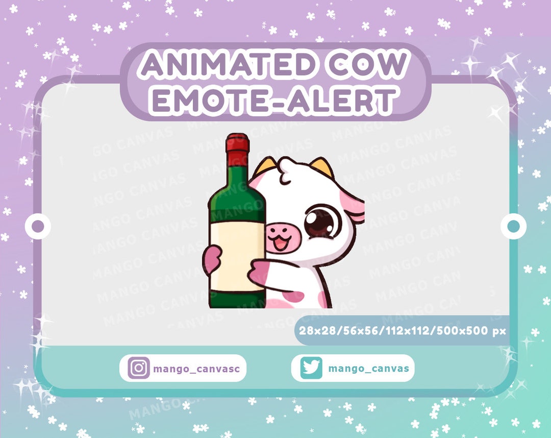 Animated Pink Cow Emote Alert / Wine Emote-alert - Etsy