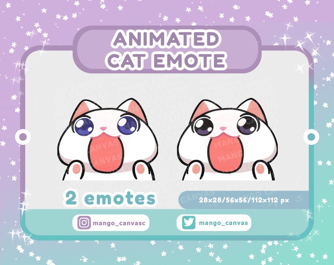 Animated White Cat Emote-lick Emote - Etsy