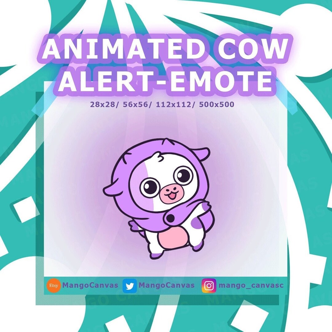 Animated Purple Cow Alert-emote/chibi Cow - Etsy Canada
