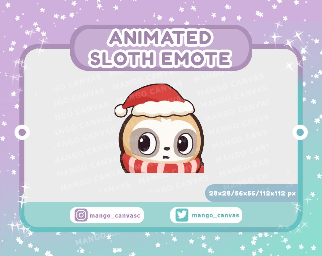Animated Christmas Sloth Emote-awkward Look Emote - Etsy