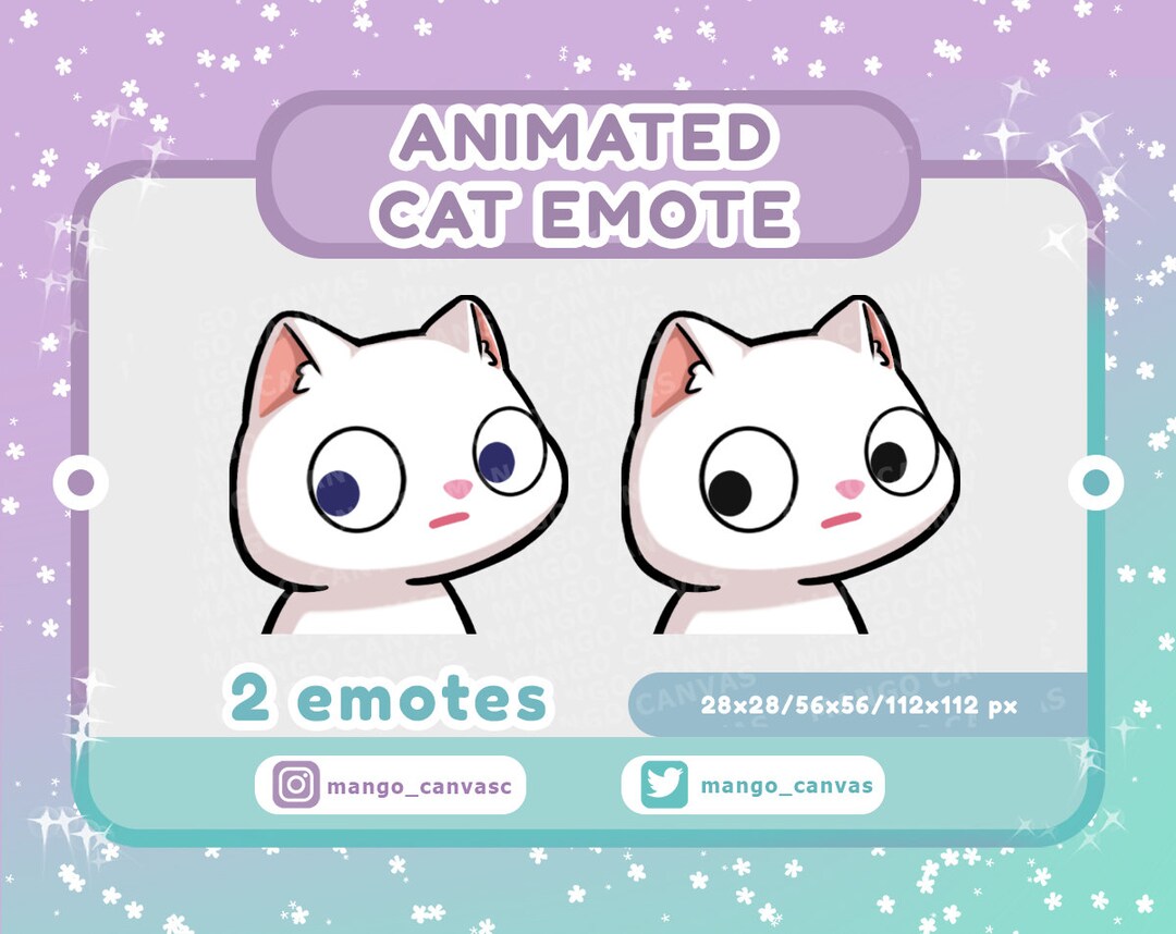 Animated White Cat Emote-awkward Emote - Etsy