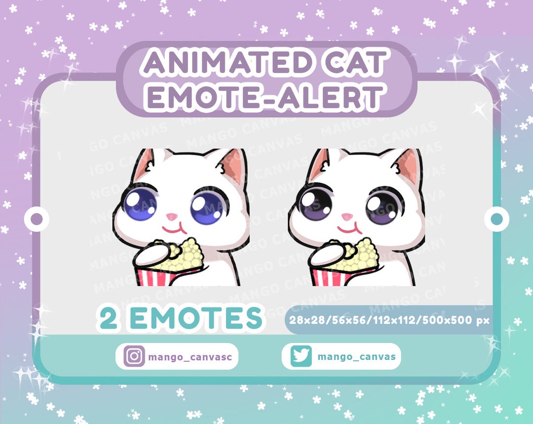 Animated White Cat Emote Alert /popcorn Emote-alert - Etsy