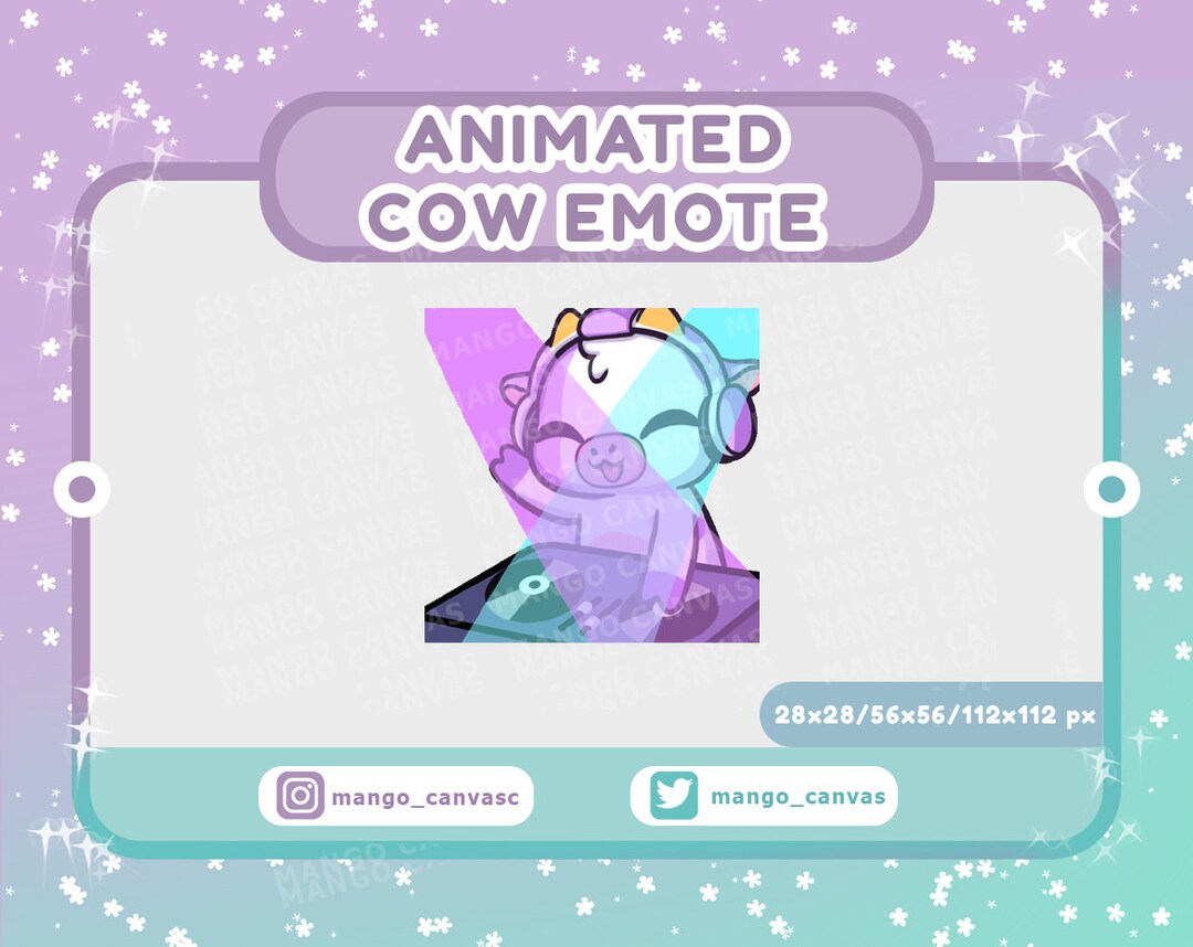 Animated Purple Cow Emote-dj Emote - Etsy