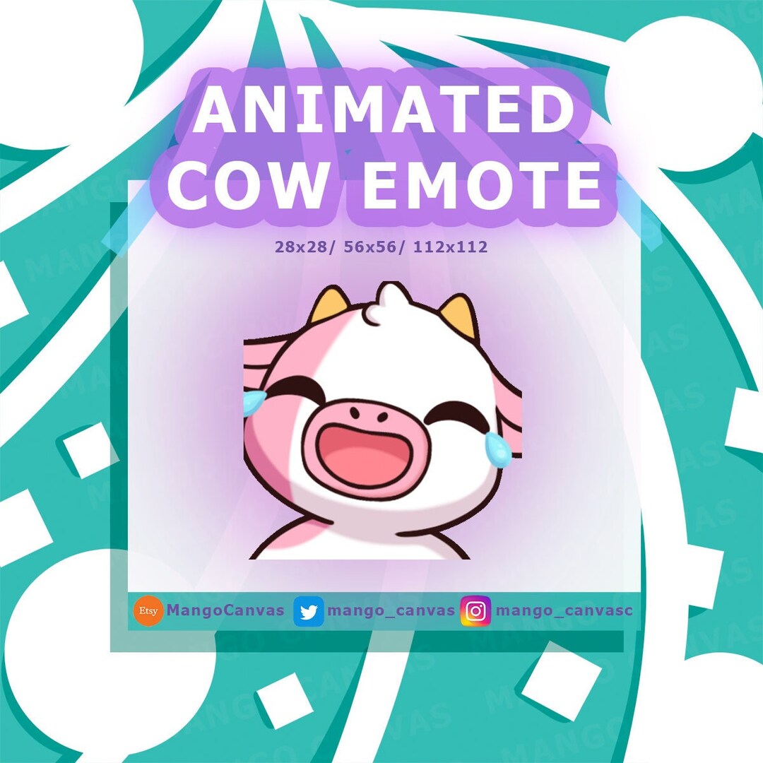 Animated Pink Cow Emote-laugh Emote - Etsy