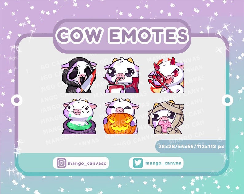 Twitch Emotes-purple Cow Halloween Emotes Set 2 - Etsy