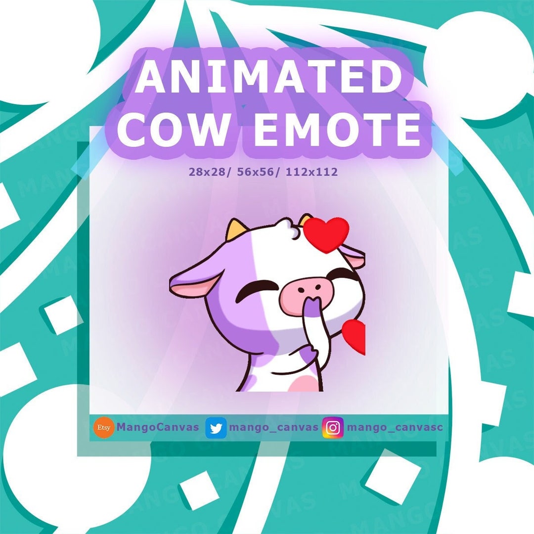 Animated Purple Cow Emote-kiss Emote - Etsy
