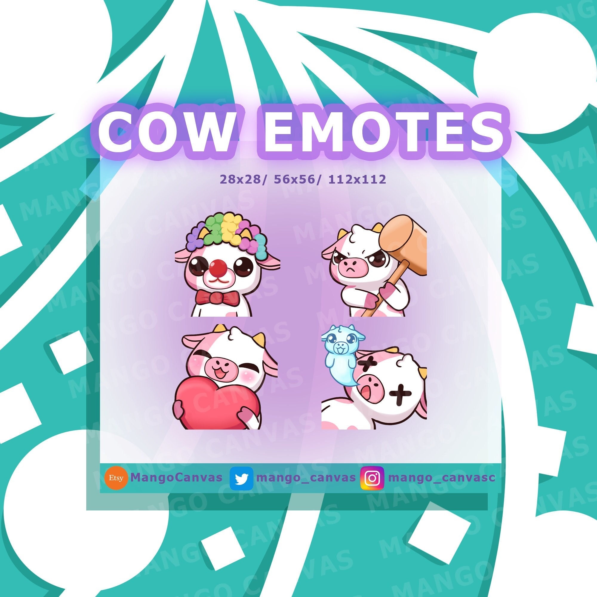 Twitch Emotes-pink Cow Emotes - Etsy