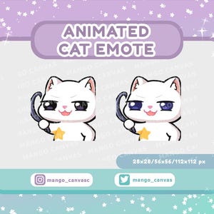 Animated White Cat Emote-whip Emote - Etsy